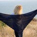 Knit Triangle Scarf Navy Blue Triangle Shawl Knit Wedding Shawl Knit ...