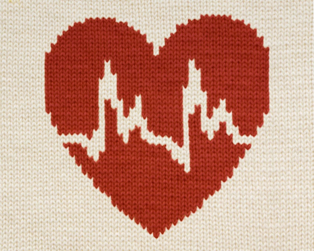 Cardio Heart Chart - PDF Knitting Pattern - Intarsia Heartbeat Diagram ...