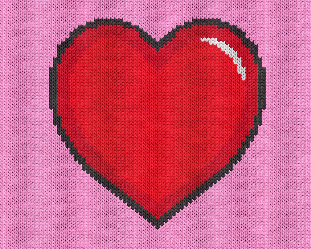 Large Red Heart Chart - PDF Knitting Pattern - Intarsia Diagram - Love ...
