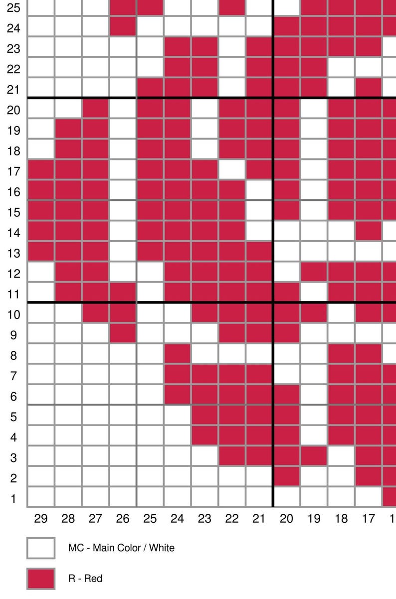 Red Rose Flower Knitting Chart – PDF Pattern for Machine & Hand ...