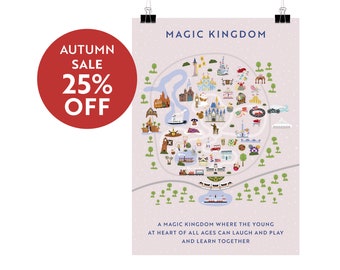 Magic Kingdom Map for Kids - Etsy