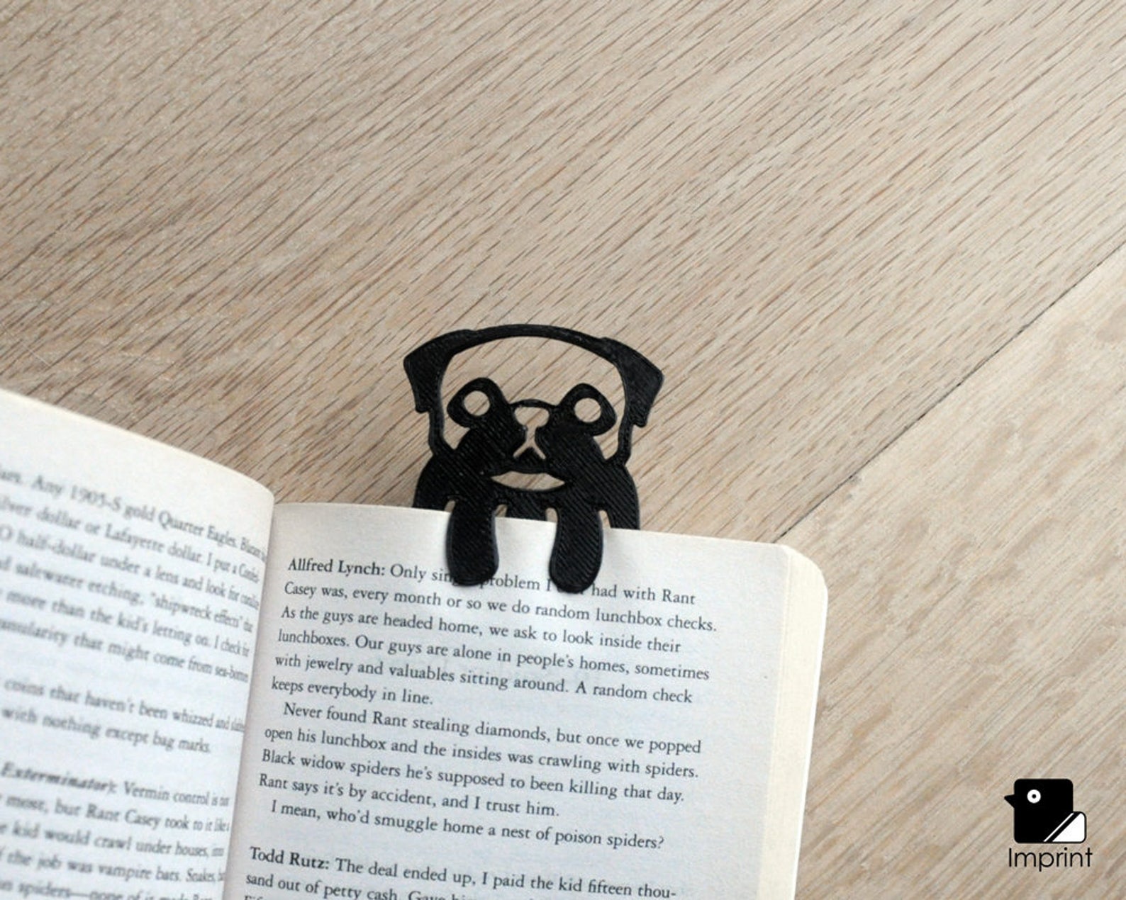 Pug Bookmark - 3D Printed in Black Plastic - Etsy