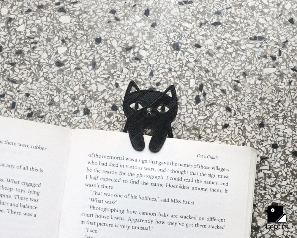 Cat Bookmark 3D Printed in Black Plastic - Etsy