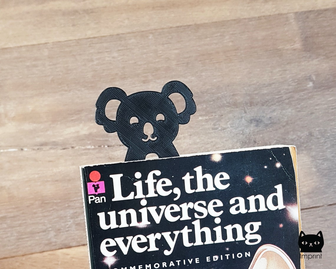 Koala Bookmark 3D Printed in Black Plastic | Etsy