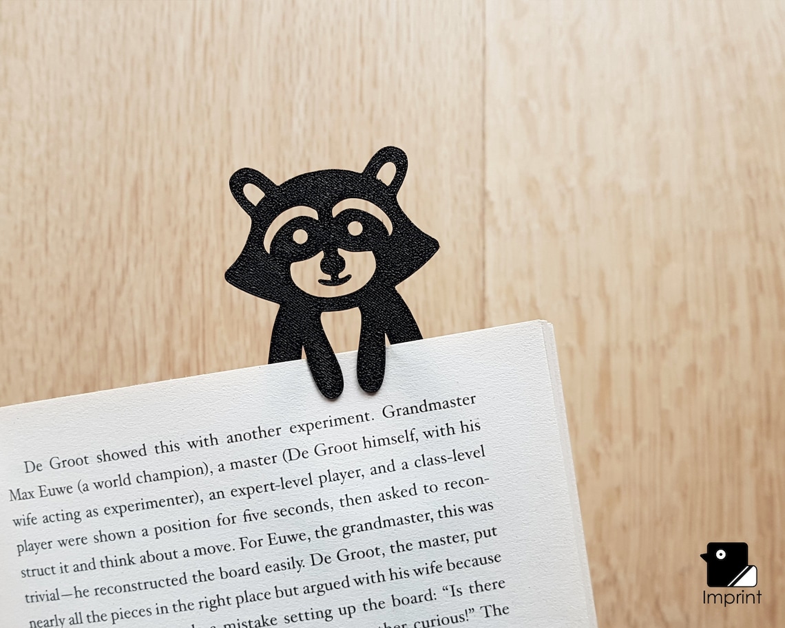 Raccoon Bookmark 3D Printed in Black Plastic - Etsy