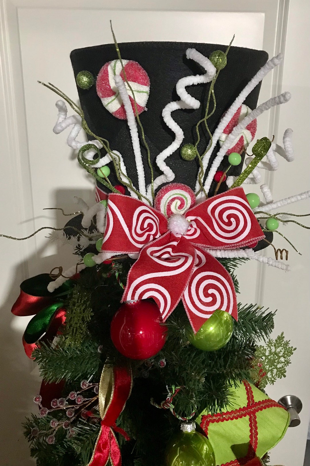 Tree Topper Hat Candy Themed Tree Topper Whimsical Tree Topper Elegant ...