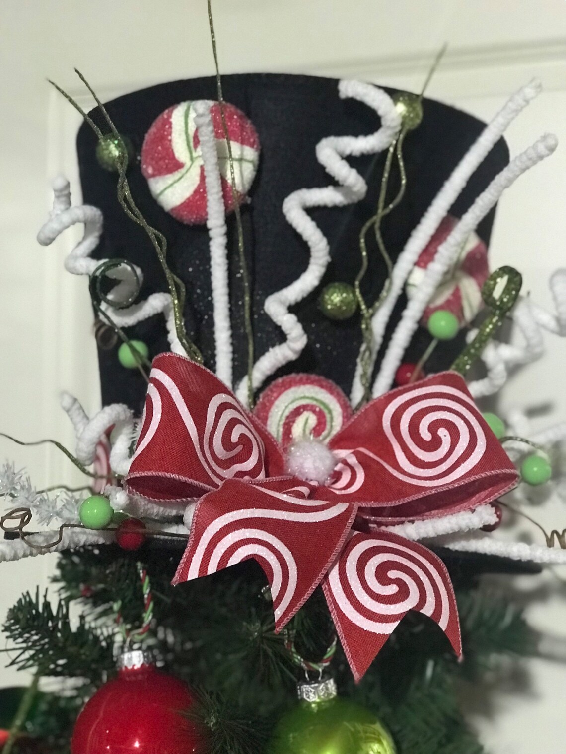 Tree Topper Hat Candy Themed Tree Topper Whimsical Tree Topper - Etsy