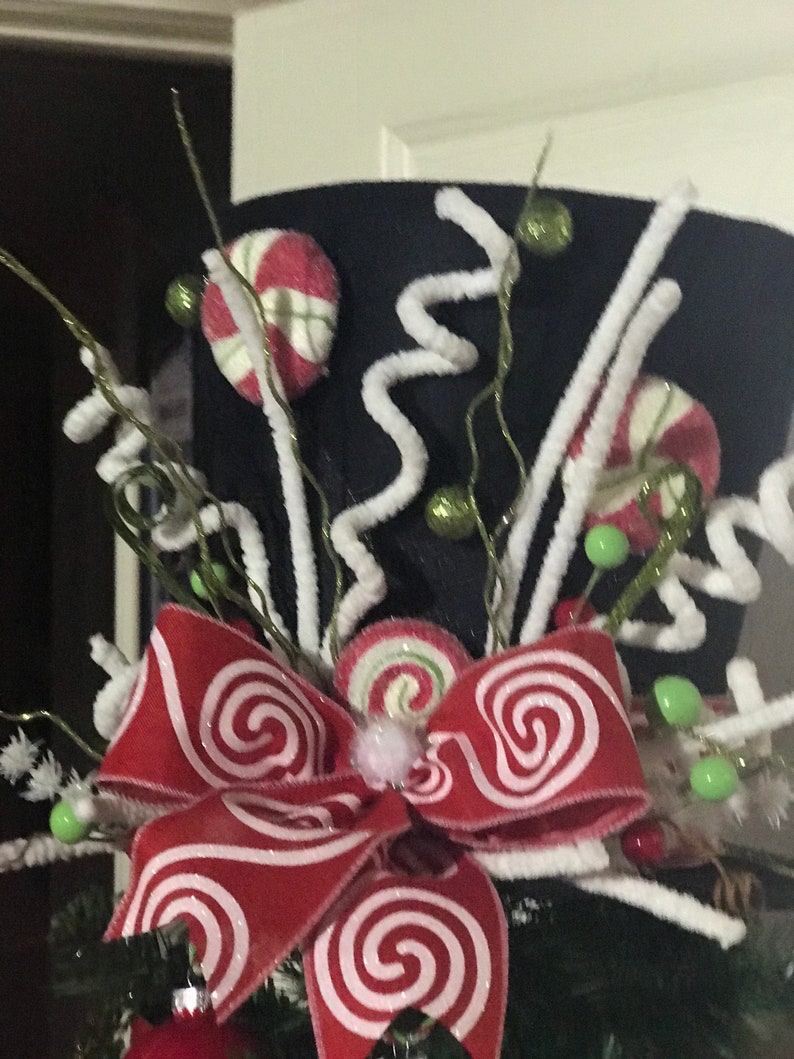 Tree Topper Hat Candy Themed Tree Topper Whimsical Tree Topper Elegant ...