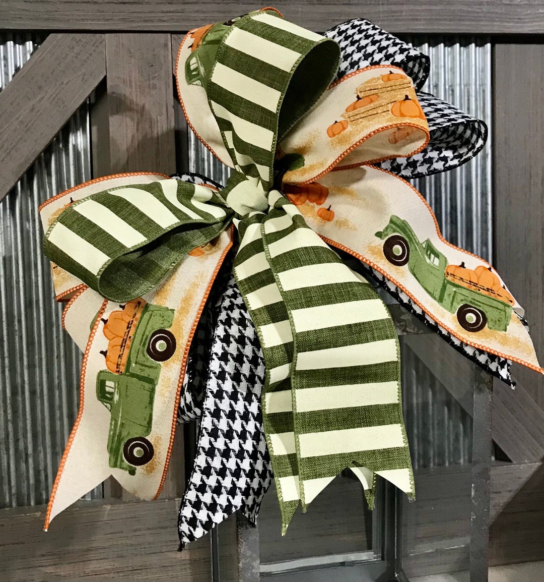 Fall Bow Multi Ribbon Bows Bow for Fall Pumpkin Bow Wreath Bow Lantern ...