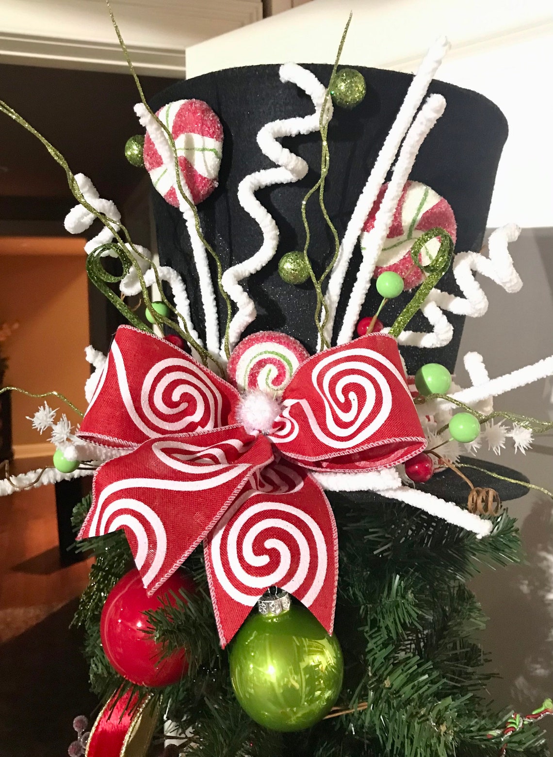 Tree Topper Hat Candy Themed Tree Topper Whimsical Tree Topper - Etsy