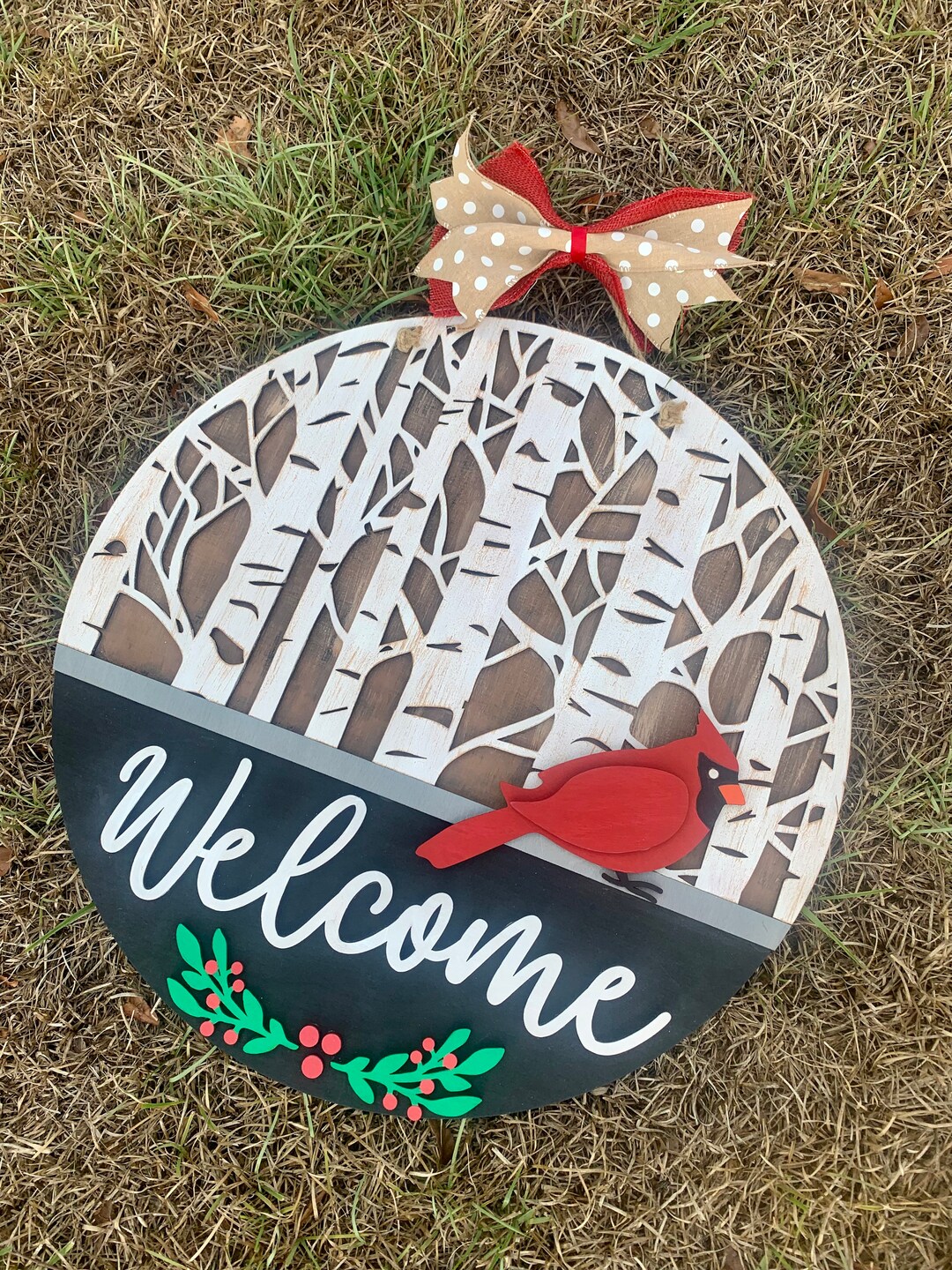 Cardinal Welcome Door Hanger | Door Sign - Etsy
