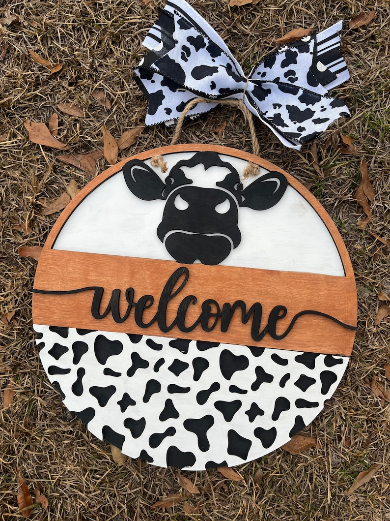 Cow Welcome Door Sign - Farm - Farmhouse - Country - Door Hanger - Etsy