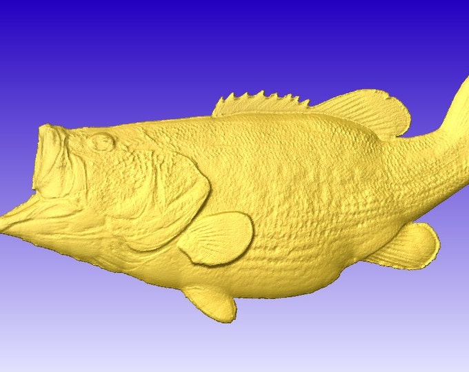 Bass Fish 3d Vector Art for Cnc Projects or Carving Pattern in Stl File ...