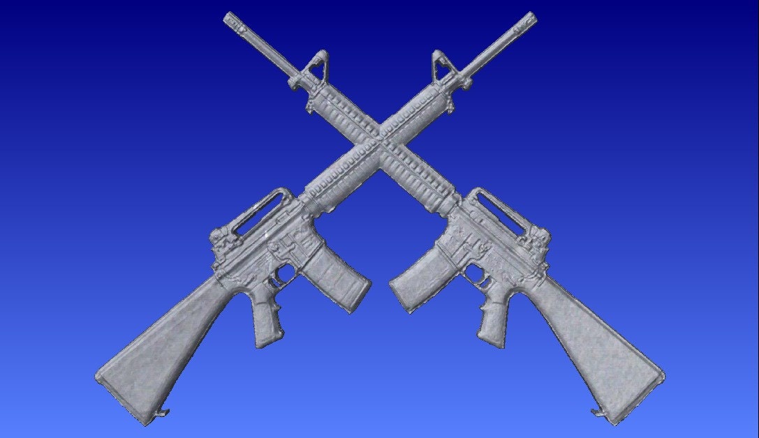 Crossed Rifles 3d Vector Art for Cnc Projects and Sign Carving Pattern ...