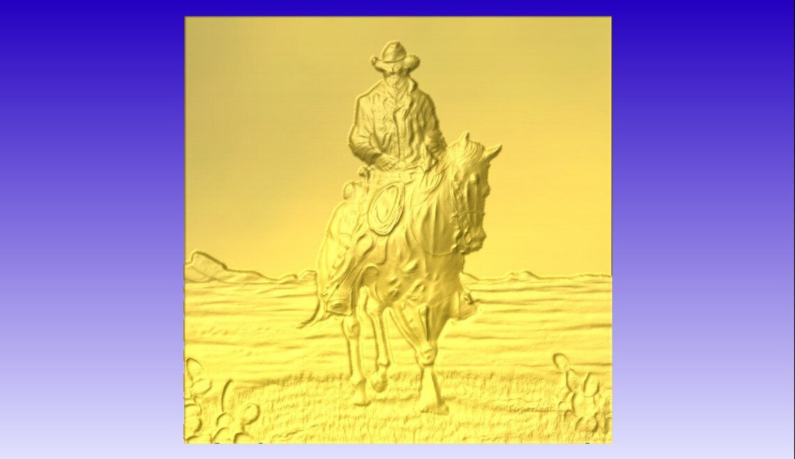 Cowboy on Horse Western Theme 3d Vector Art for Cnc Projects and ...