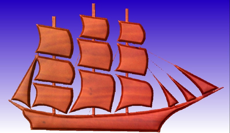 Big Sailboat Vector Relief Model in Stl File Format - Etsy