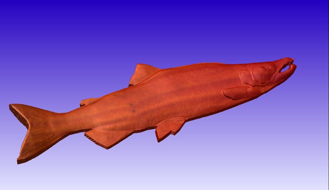 Salmon 3D Vector Art Model for Cnc Projects or Carving Patterns in Stl ...