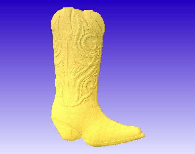 Cowgirl Boot 3d Vector Art for CNC Projects or Carving Patterns in Stl ...