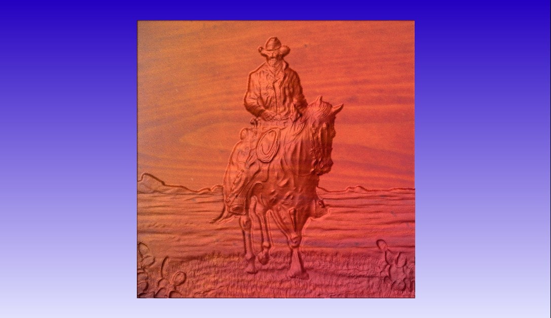 Cowboy on Horse Western Theme 3d Vector Art for Cnc Projects and ...