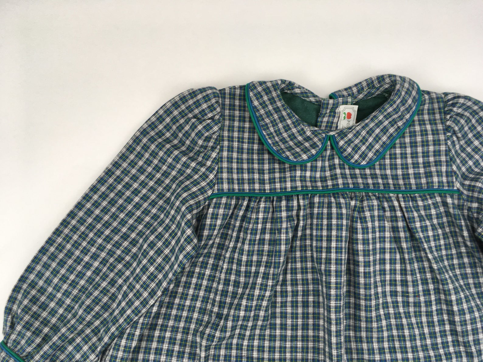 Classic French Plaid Peter Pan Collar Dress Green | Pom'flore French ...