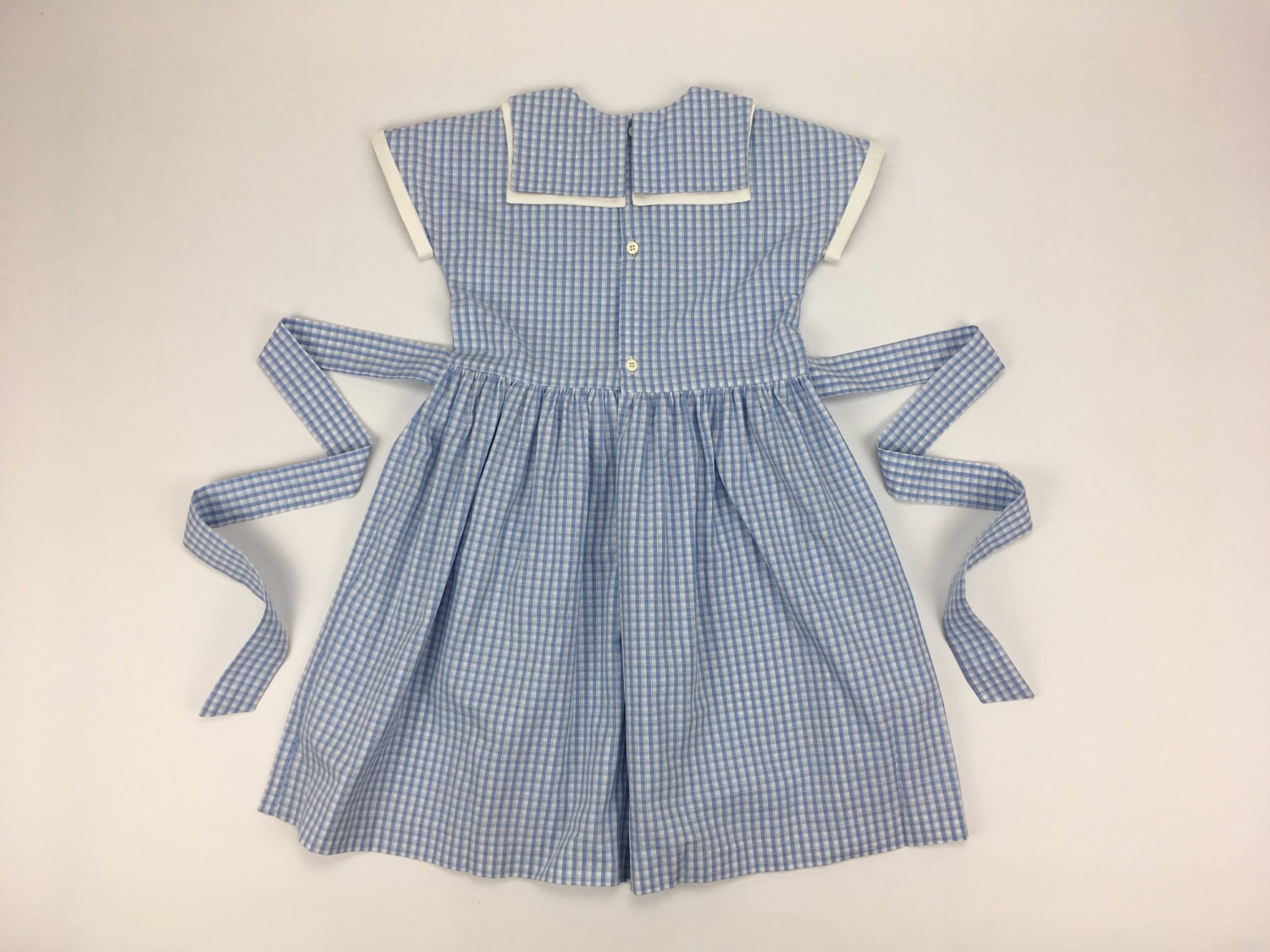 Classic French Blue Vichy Gingham Girls Dress - Made in France | Pom ...