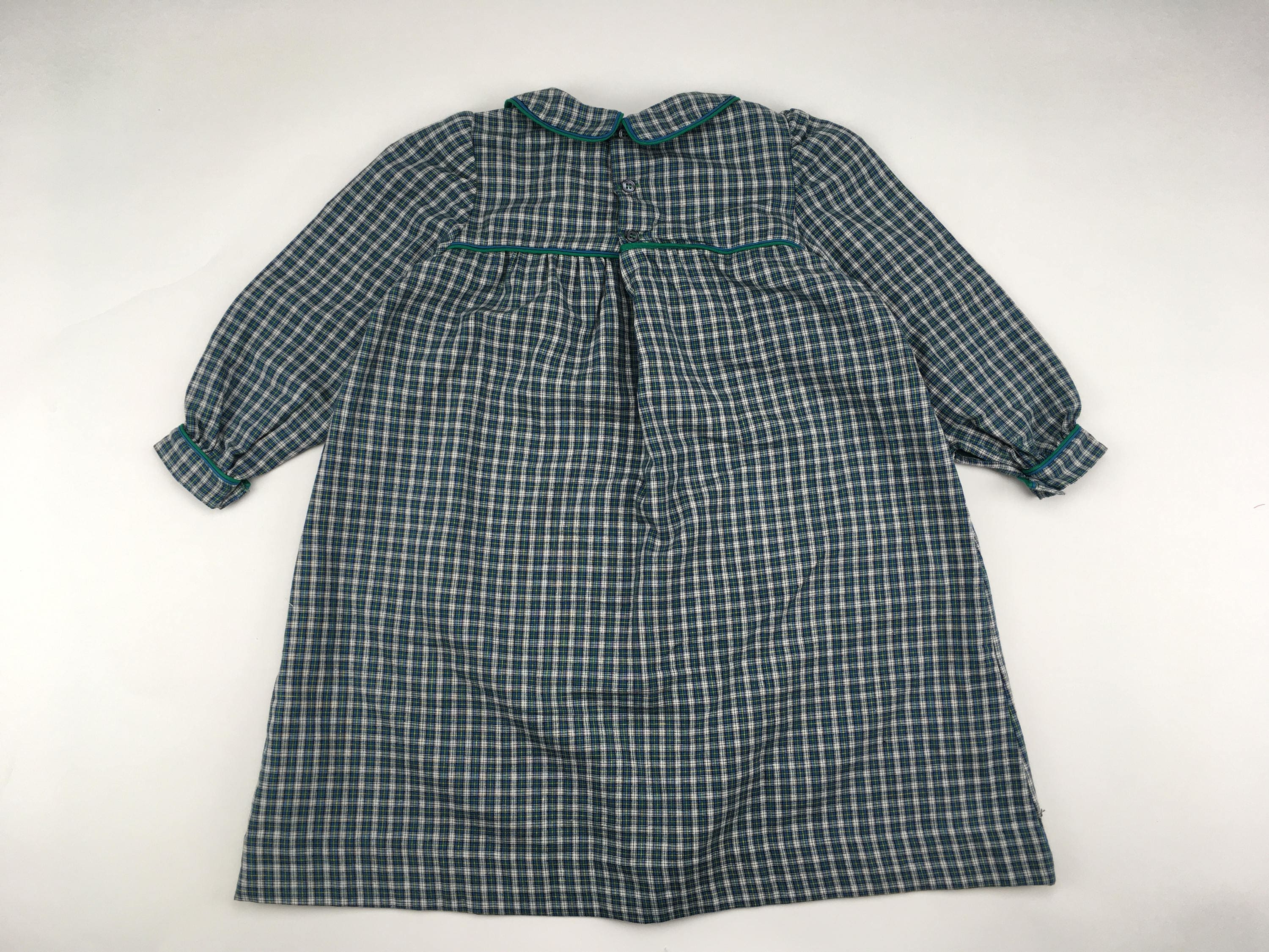 Classic French Plaid Peter Pan Collar Dress Green | Pom'flore French ...