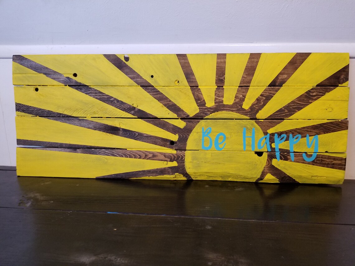 Be Happy Wood Sign - Etsy