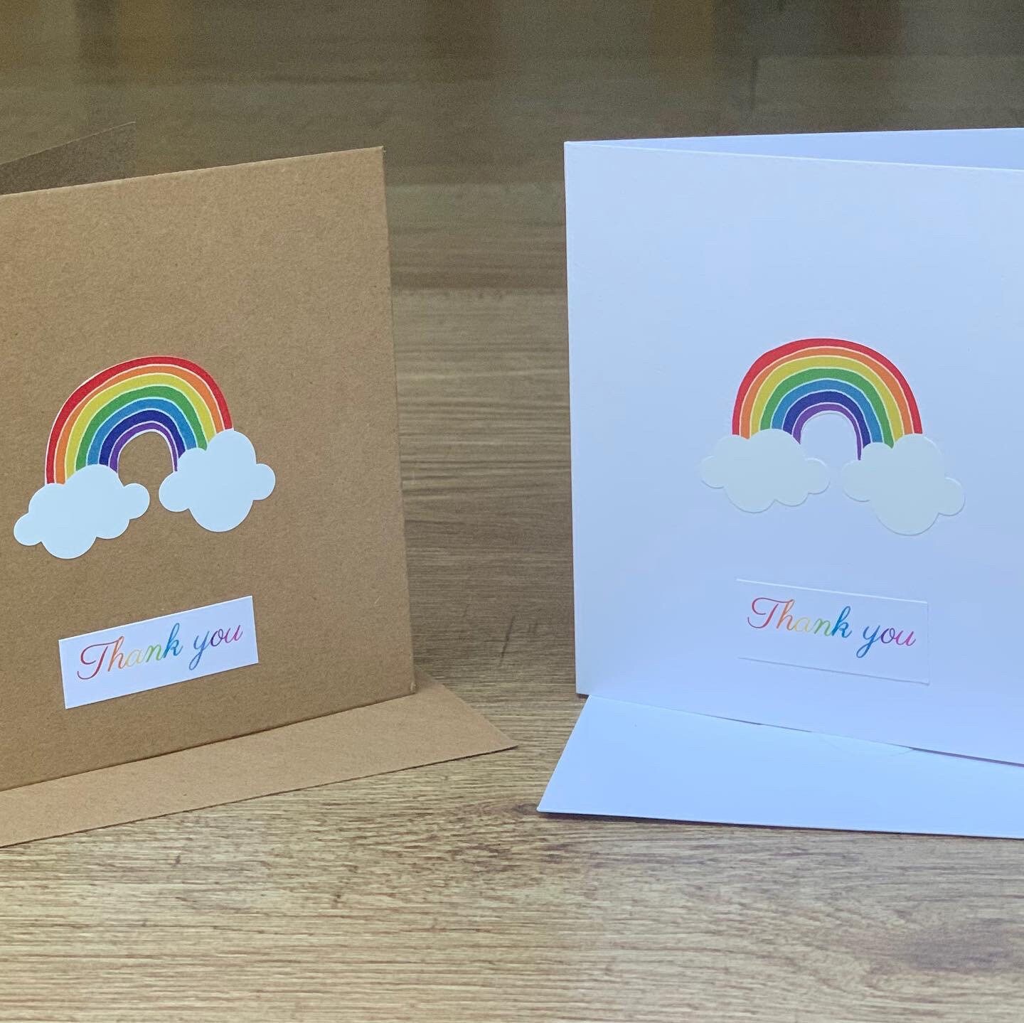 Pack Of 5 Rainbow Thank you Cards Handmade Cards | Etsy