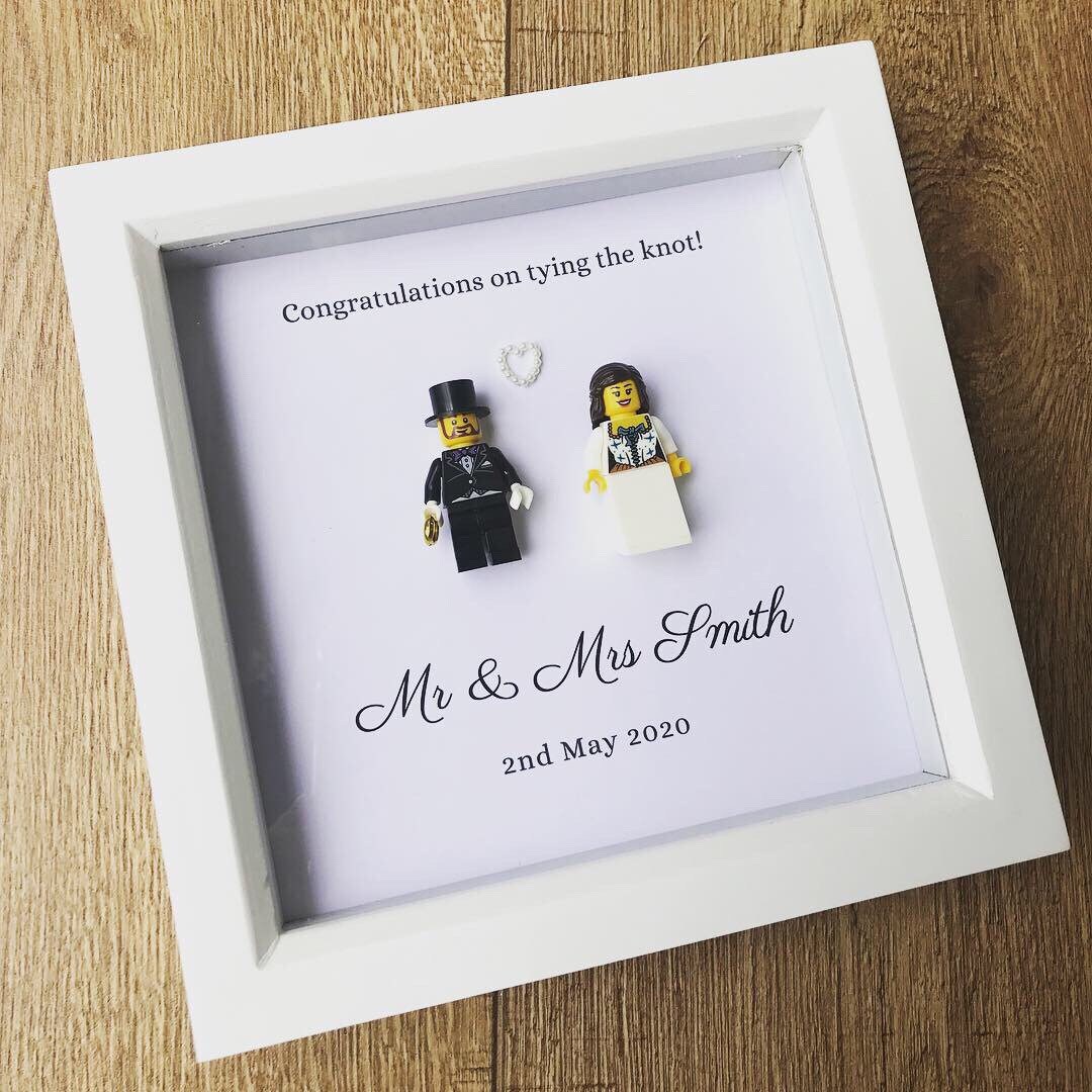 Personalised Wedding Box Frame Bride and Groom Minifigure | Etsy