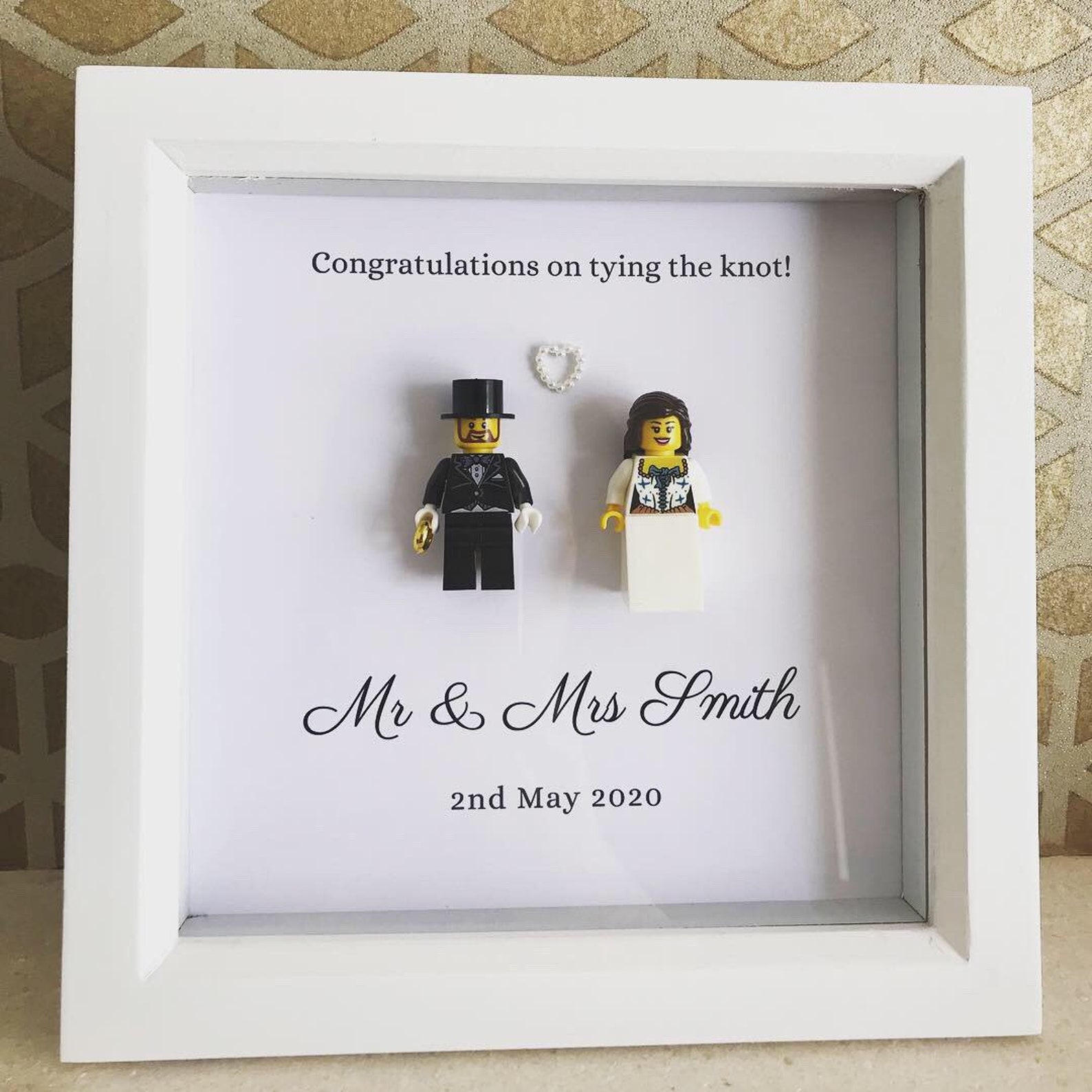 Personalised Wedding Box Frame Bride and Groom Minifigure - Etsy