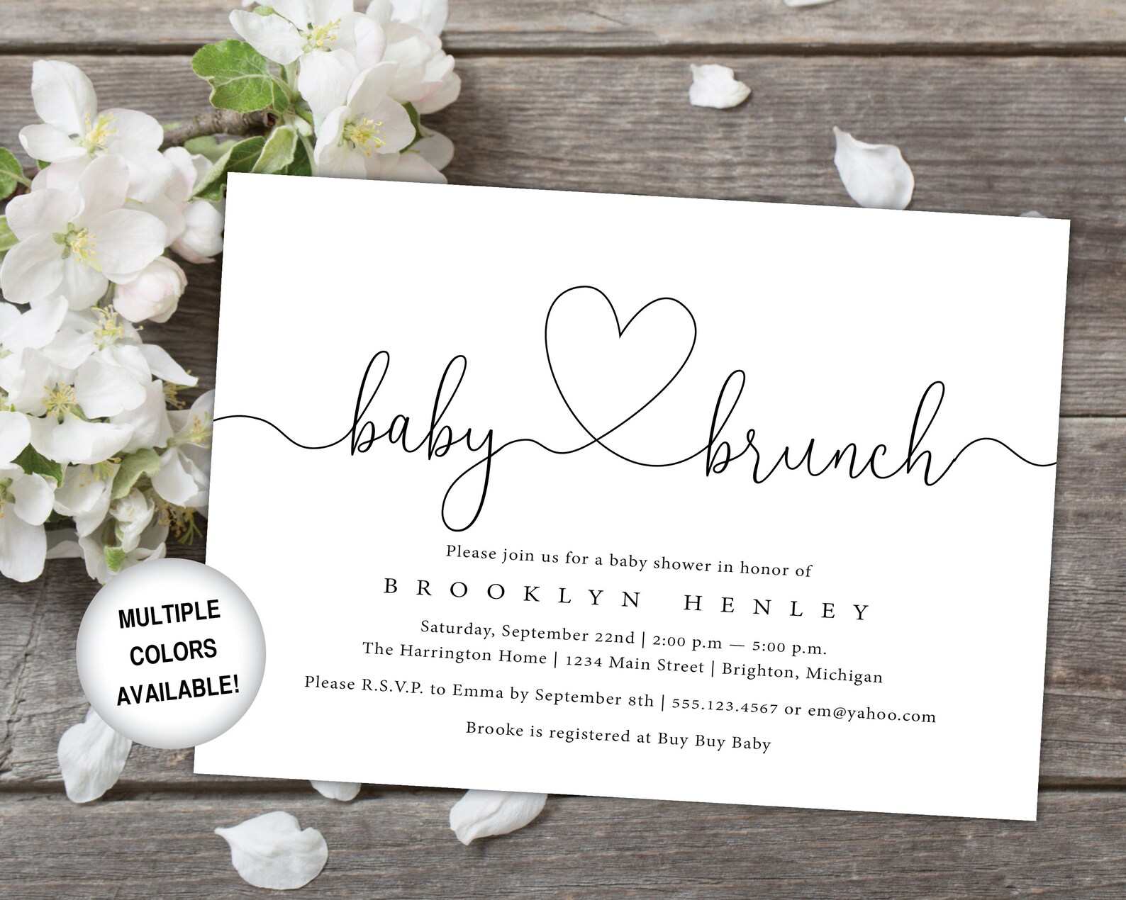 Baby Brunch Shower Invitation Girl | Girl Baby Brunch Invitation ...