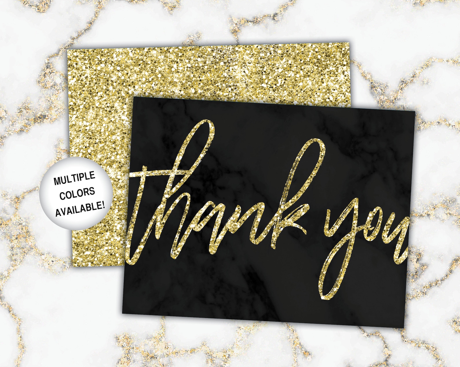 Gold Thank You Cards | Gold Glitter Thank You Cards | Printable Thank ...