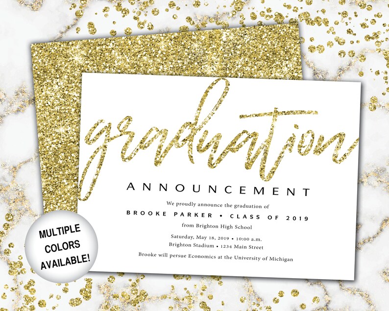 Red and Gold Graduation Announcement | Grad Announcement Invitation ...