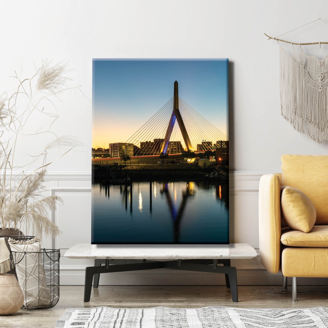 Bostons Zakim Bridge Canvas Wall Art | Leonard P Zakim Bridge at Sunset ...