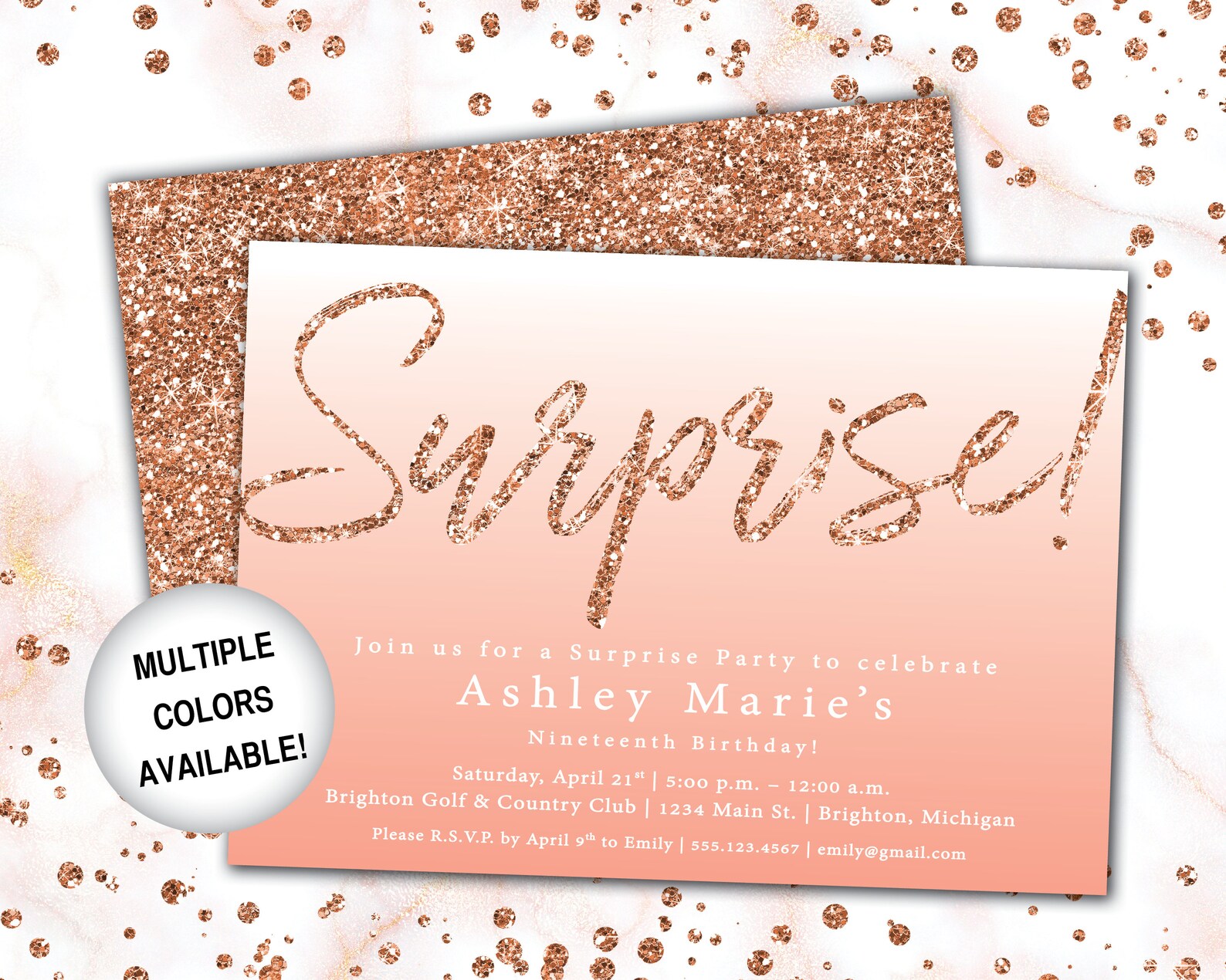 Rose Gold Surprise Party Invitation Surprise Birthday Party - Etsy