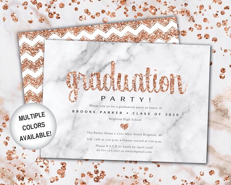 Rose Gold Graduation Party Invitation With Photo | Rose Gold Graduation ...