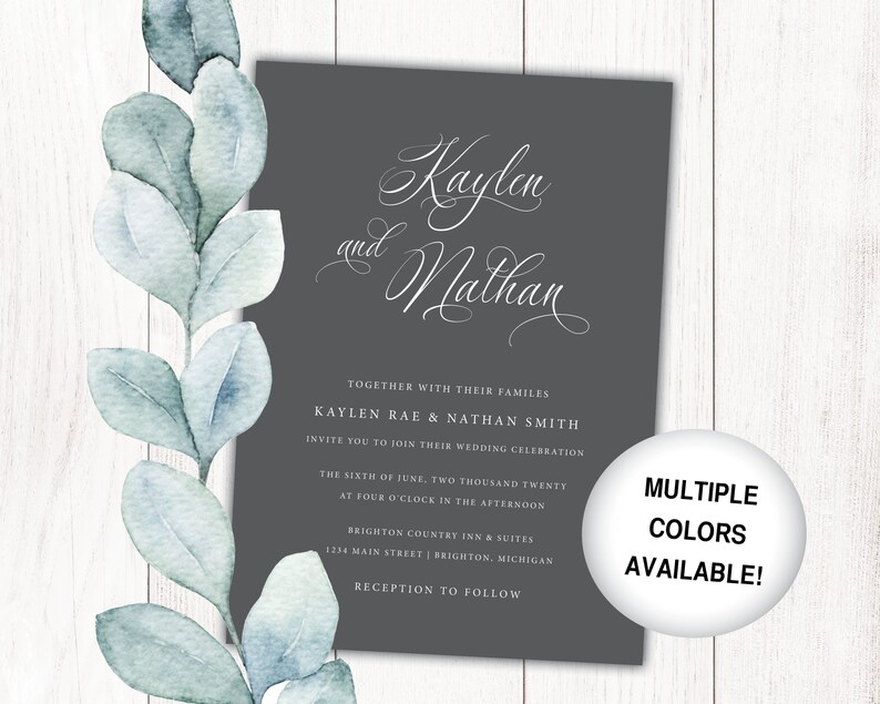 Script Wedding Invitations | Printable Wedding Invitations Template ...