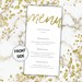 Gold Wedding Menu Template Wedding Menu Cards Printable Gold - Etsy