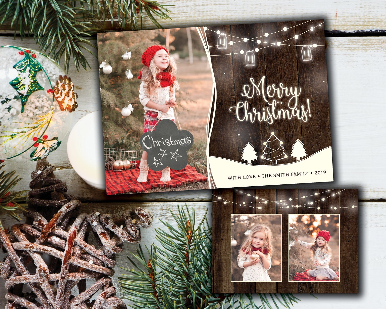 Rustic Christmas Card With Photos Christmas Card Photo - Etsy