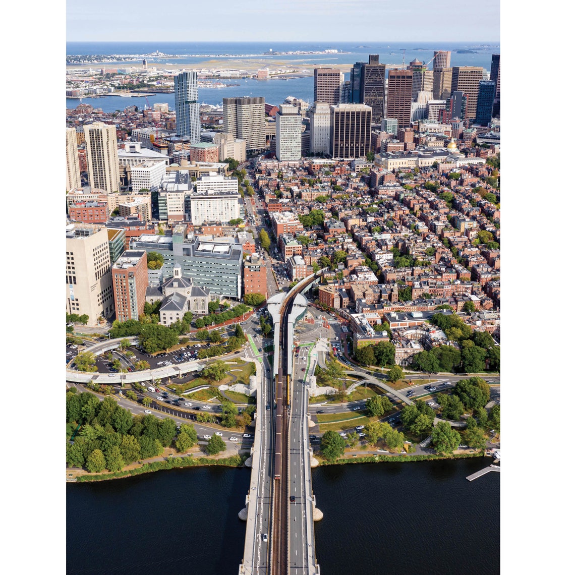 Boston Skyline Aerial Photo Vertical | Downtown Boston South End ...