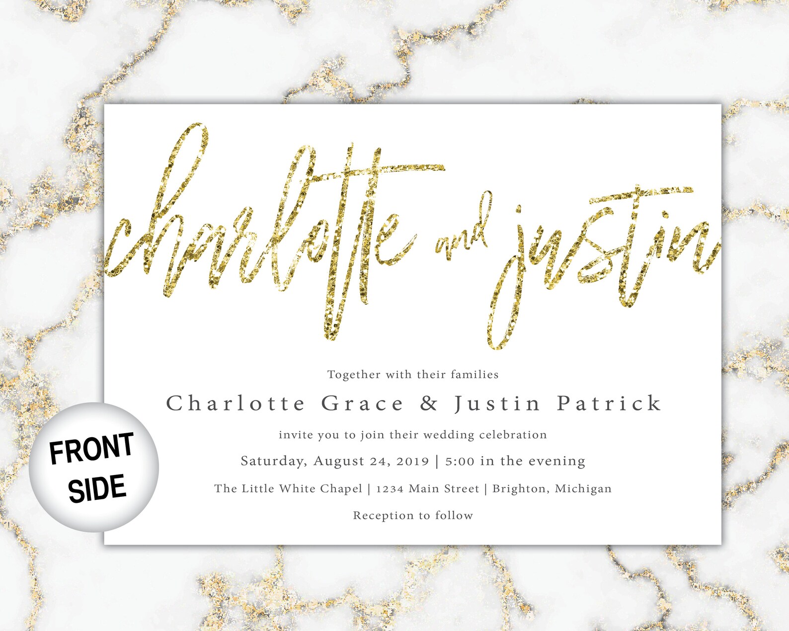 Gold Wedding Invitations With Names Printable Wedding | Etsy