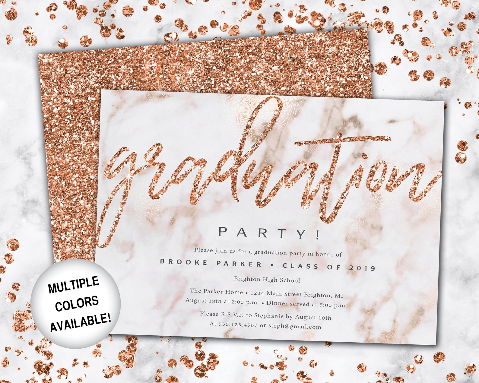 Rose Gold Graduation Party Invitation Rose Gold Grad Party | Etsy