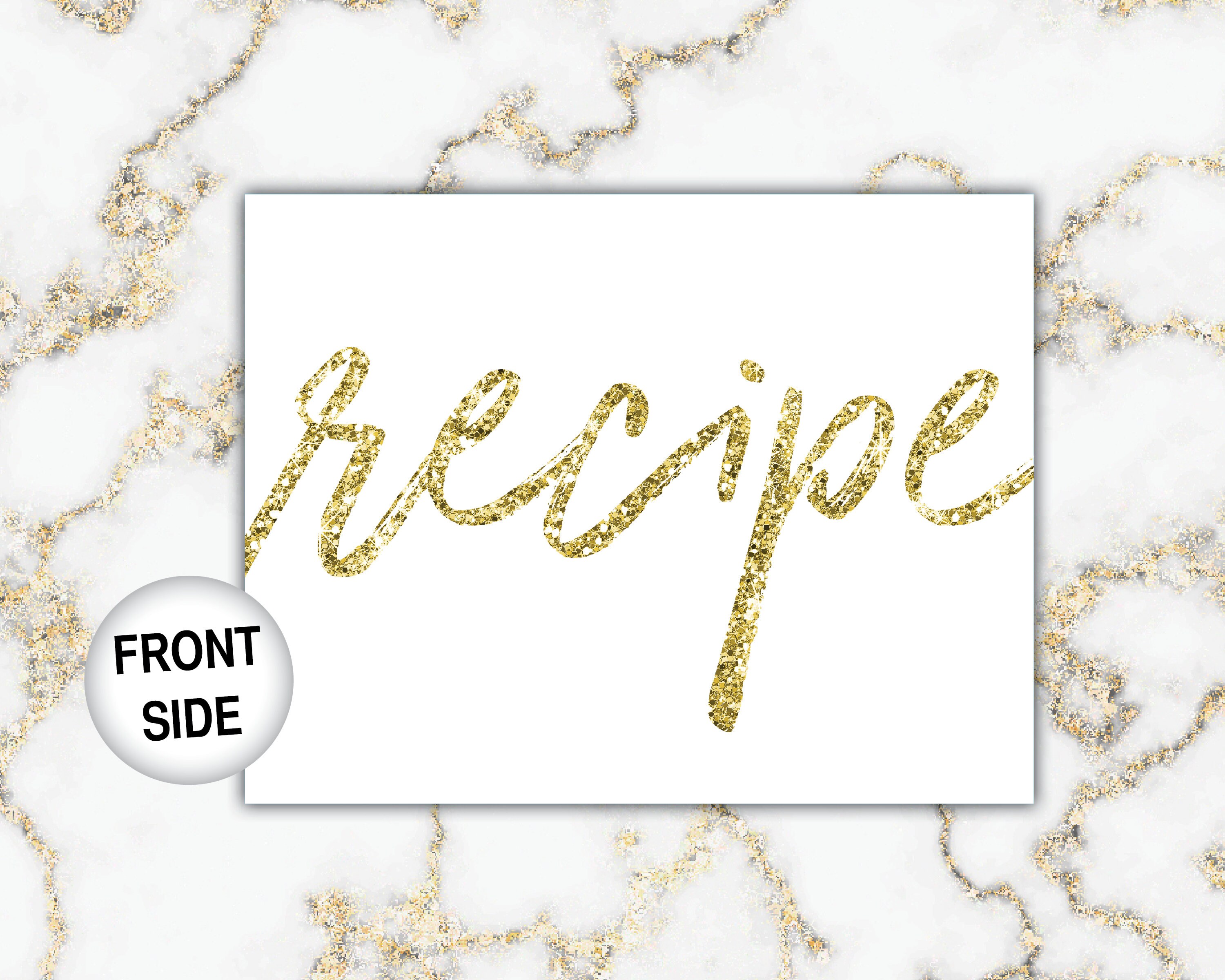 Gold Recipe Card Inserts | Recipe Insert for Bridal Shower Gold Glitter ...