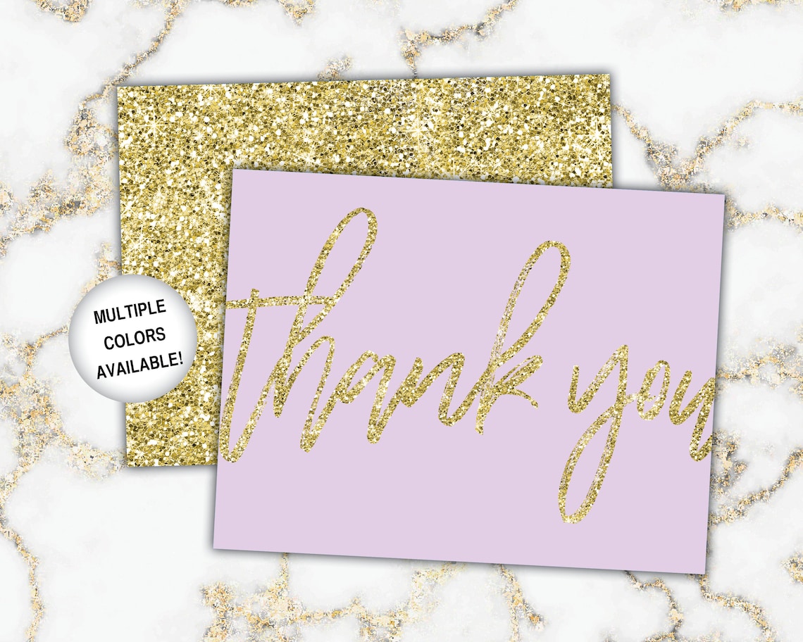 Gold Thank You Cards Gold Glitter Thank You Cards | Etsy