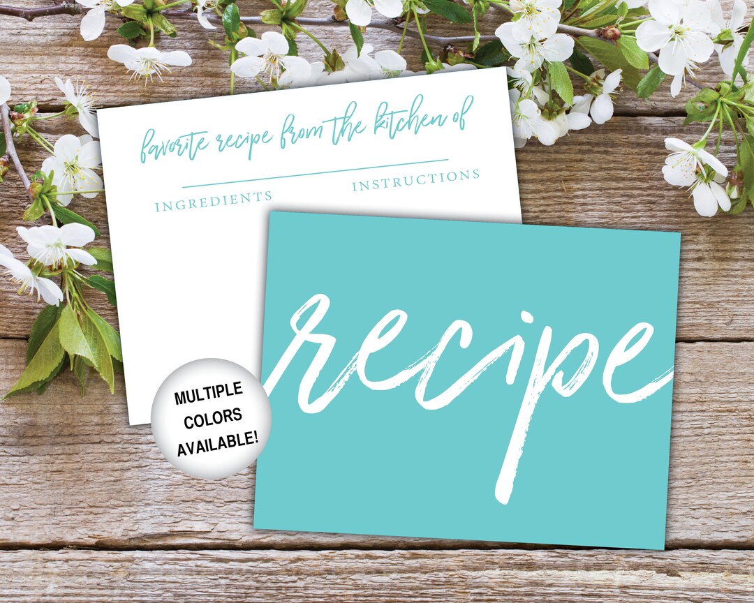 Recipe Card Insert | Bridal Shower Recipe Insert Card | Recipe Card ...