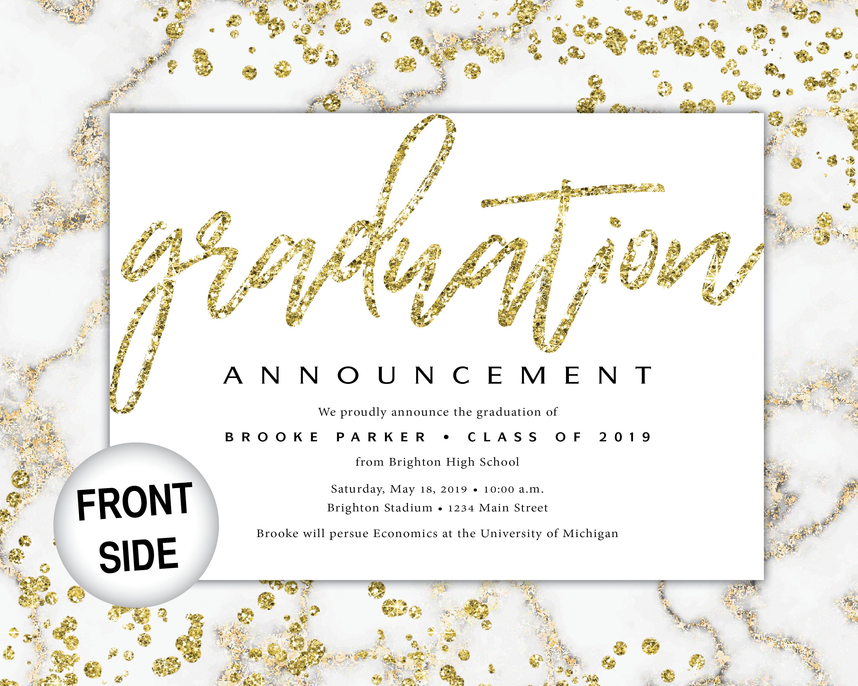 Red and Gold Graduation Announcement | Grad Announcement Invitation ...