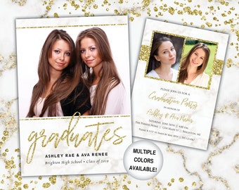 Twin Graduation Invitation Graduation Party Invite for Twins | Etsy