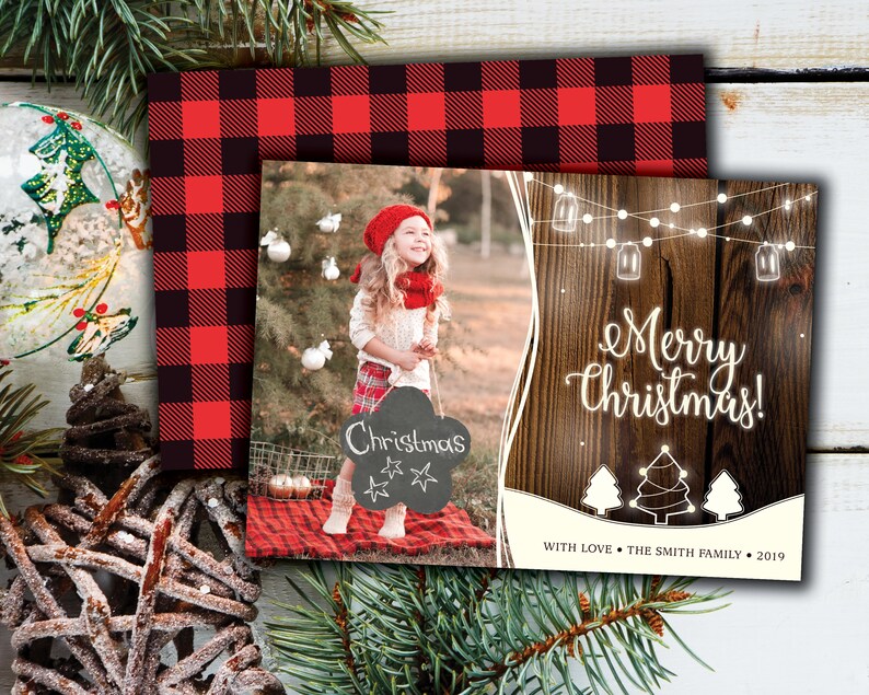 Rustic Christmas Card With Photos Christmas Card Photo - Etsy