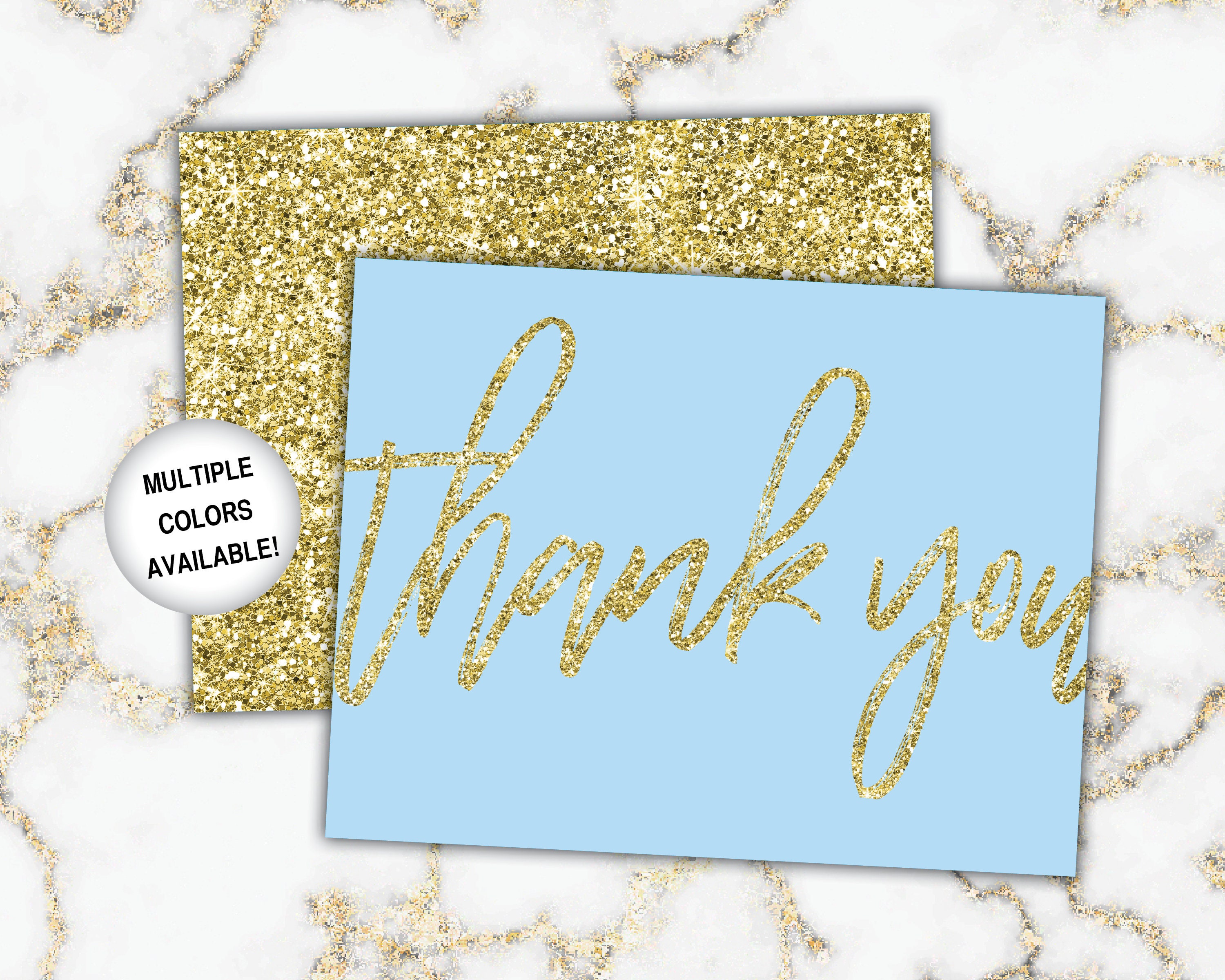 Gold Thank You Cards | Gold Glitter Thank You Cards | Printable Thank ...