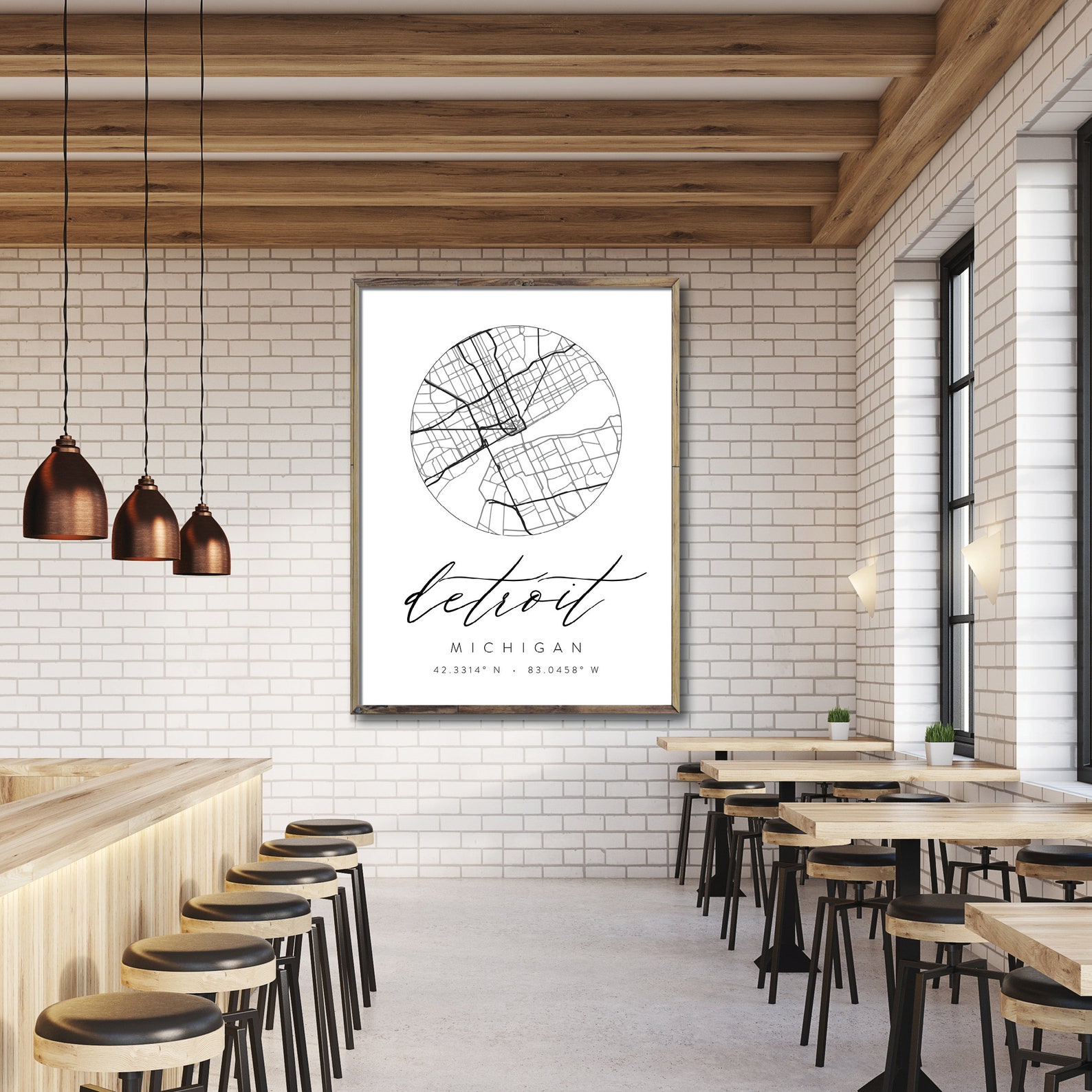 Detroit Map Print, Minimalist Printable Map of Detroit MI Wall Art ...